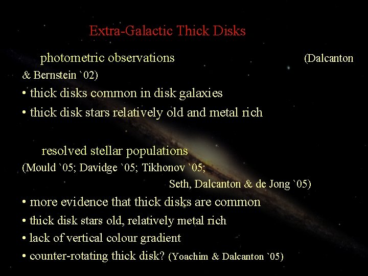 Thick Disk Formation Chris Brook Hugo Martel Vincent