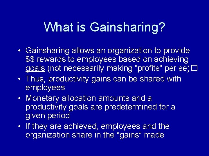 The Balanced Scorecard Introduction to Gainsharing MBA 231