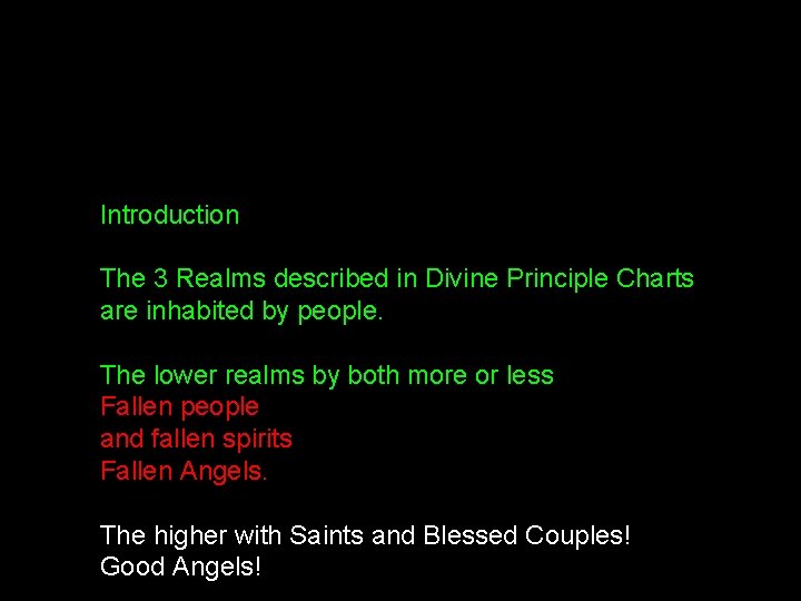 Divine Principle and Realms People Vocabulary in the