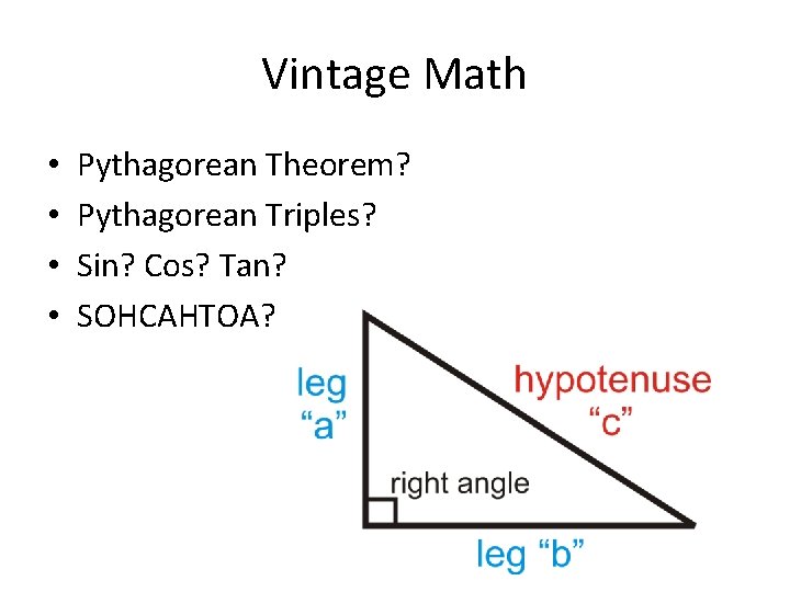 Honors Algebra 2 Section 9 1 Right Triangle