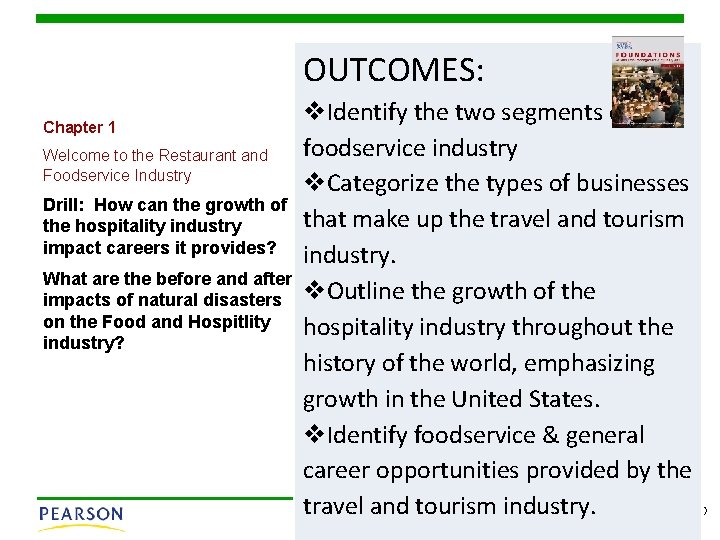 OUTCOMES Chapter 1 Welcome to the Restaurant and