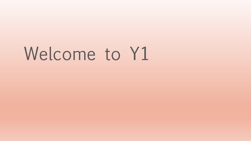 Welcome to Y 1 The Year 1 Team