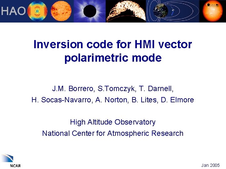 Inversion code for HMI vector polarimetric mode J