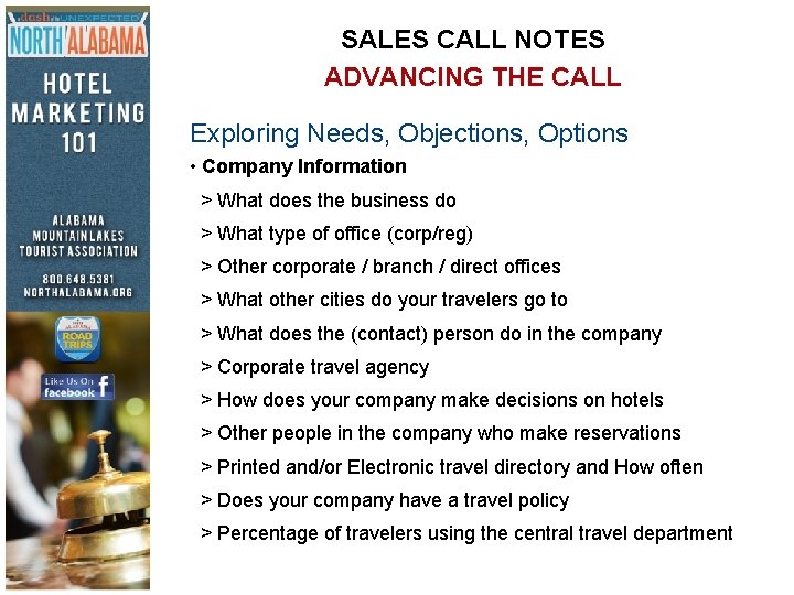 HOTEL MARKETING 101 Course Outline Building Relationships is