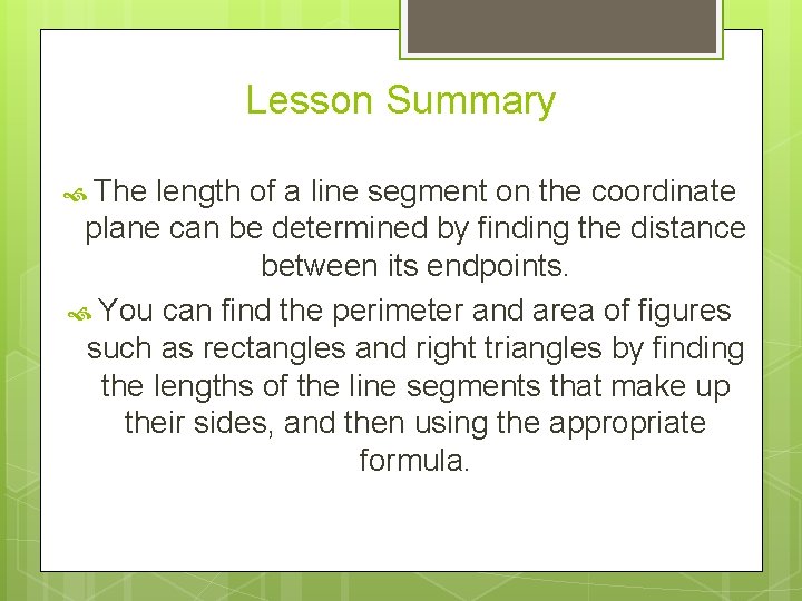 Lesson Topic ProblemSolving and the Coordinate Plane Lesson