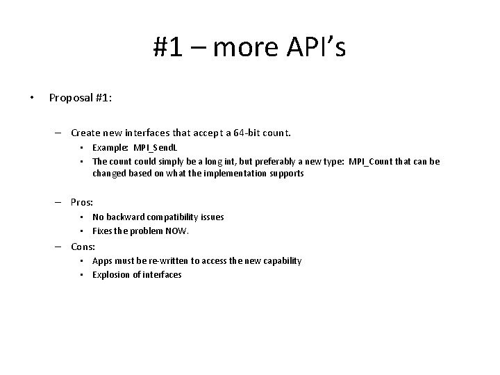Sending large message counts The MPICount issue Motivation