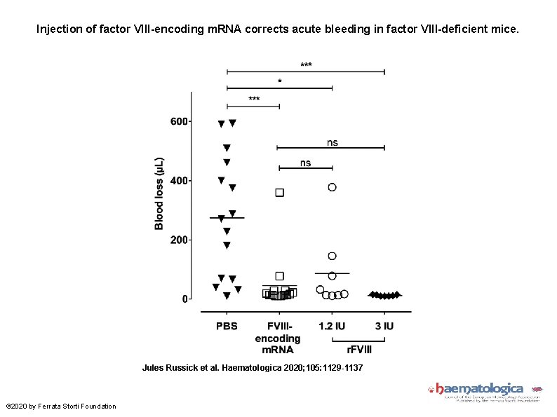 Correction of bleeding in experimental severe hemophilia A