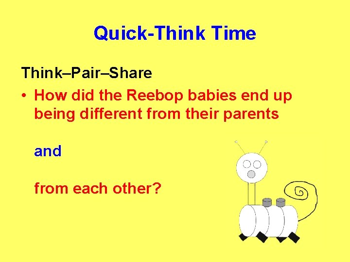 Reebop Reproduction You just conducted a Reebop breeding