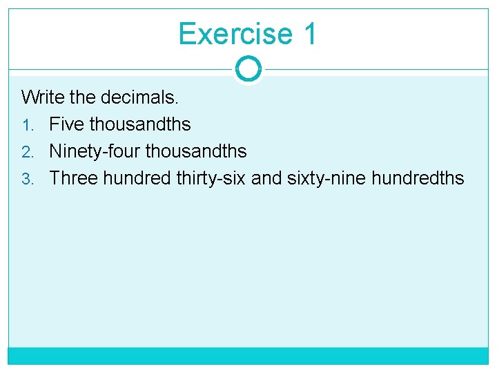 PLACE VALUE WITH DECIMALS How do I know
