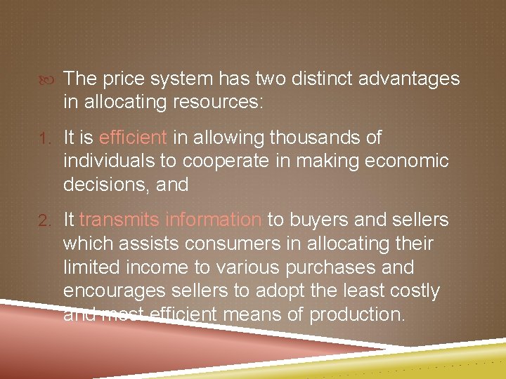 SUPPLY AND DEMAND INTERACTIONS OPERATION OF A FREE