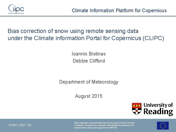 Climate Information Platform for Copernicus Bias correction of
