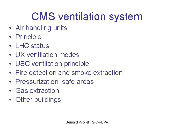CMS ventilation system Air handling units Principle LHC