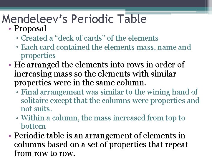 Periodic Table Organization Discovering Elements In 1750 only