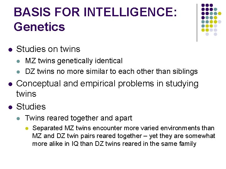 The Role of Intelligence in Mobility The Bell