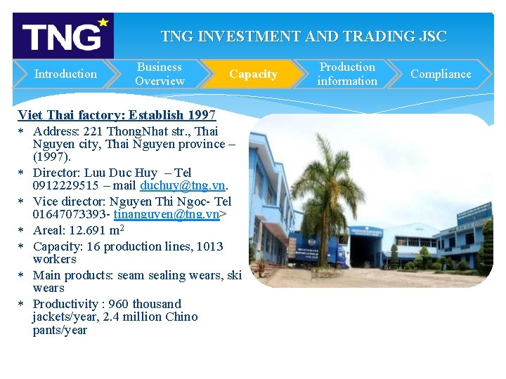 TNG INVESTMENT AND TRADING JSC Introduction Business Overview