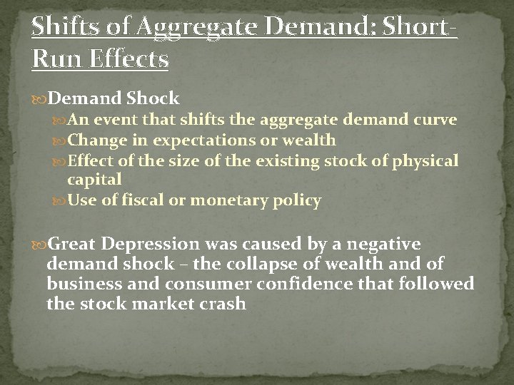 Equilibrium in the Aggregate DemandAggregate Supply Model The