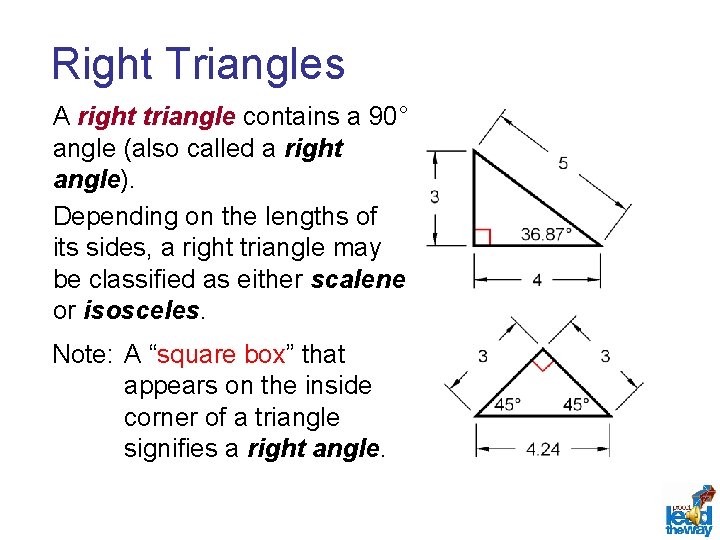 Right Triangles Introduction to the Mathematics for Solving