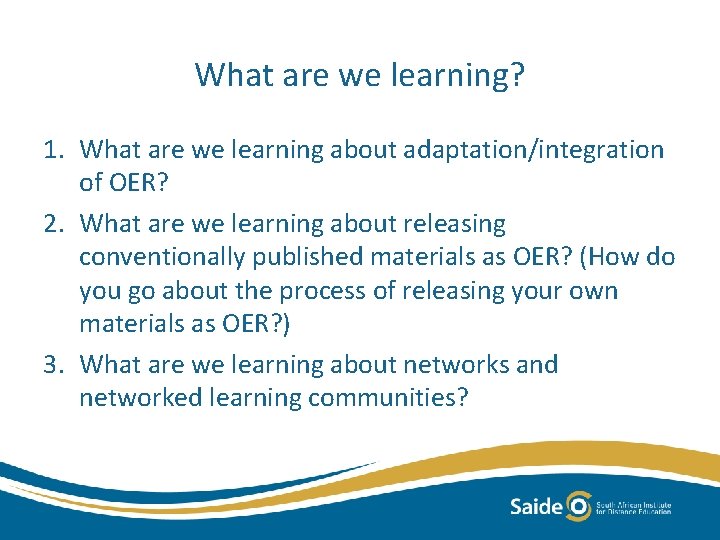 What are we learning about OER in teacher