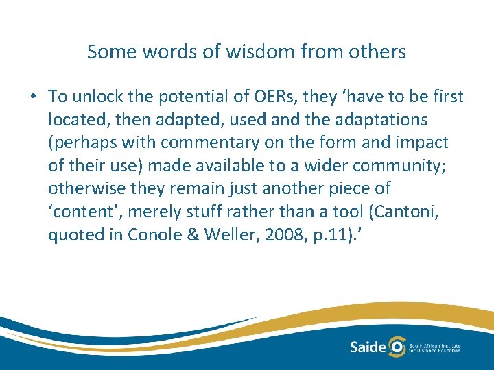 What are we learning about OER in teacher