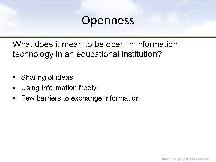 Balancing Agility Openness and Security University of Northern