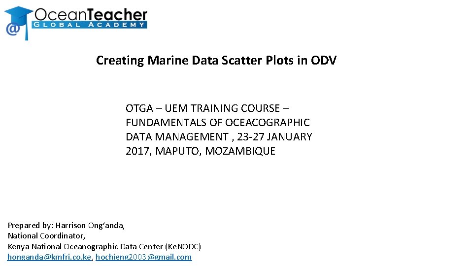 Creating Marine Data Scatter Plots in ODV OTGA