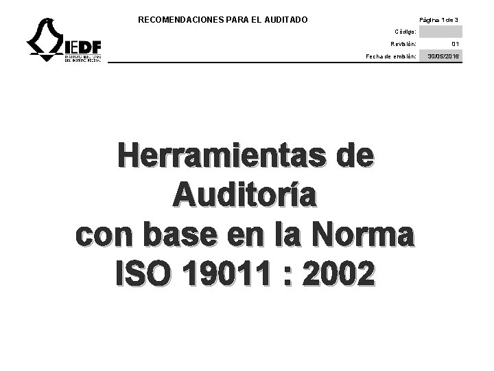 RECOMENDACIONES PARA EL AUDITADO Pgina 1 de 3