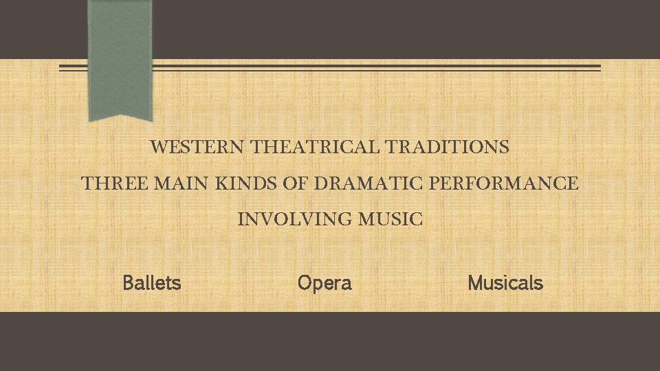 MUSICAL THEATRE Birth of the American Musical ORIGINS