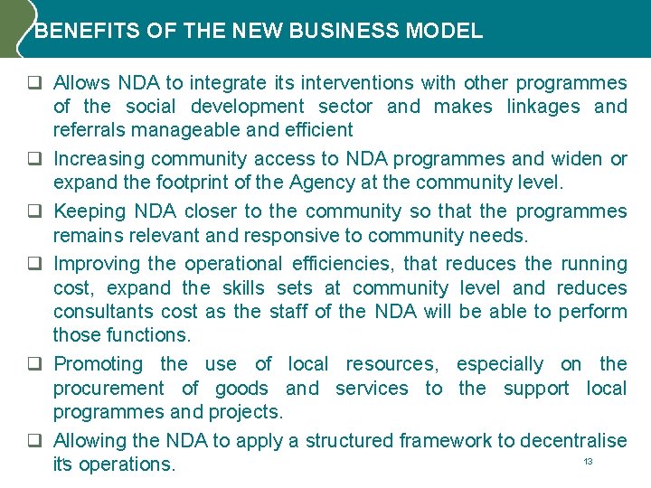 PRESENTATION ON THE NDA BUSINESS CASE PORTFOLIO COMMITTEE