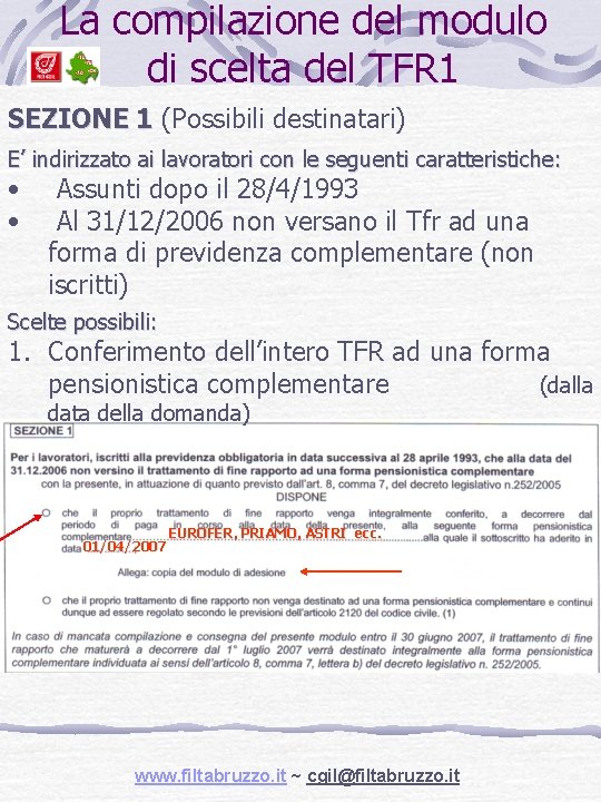 La compilazione del modulo di scelta del TFR