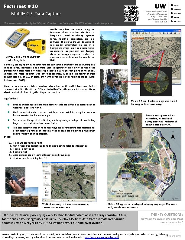 Factsheet 10 Mobile GIS Data Capture This research