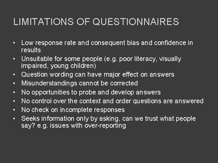 TAMAM PROJECT WORKSHOP USING QUESTIONNAIRES FOR DATA COLLECTION