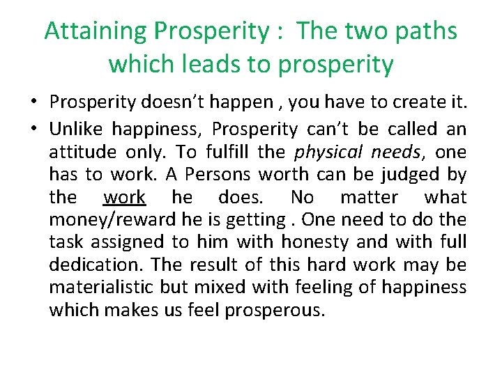 Continuous Happiness and Prosperity A look at basic