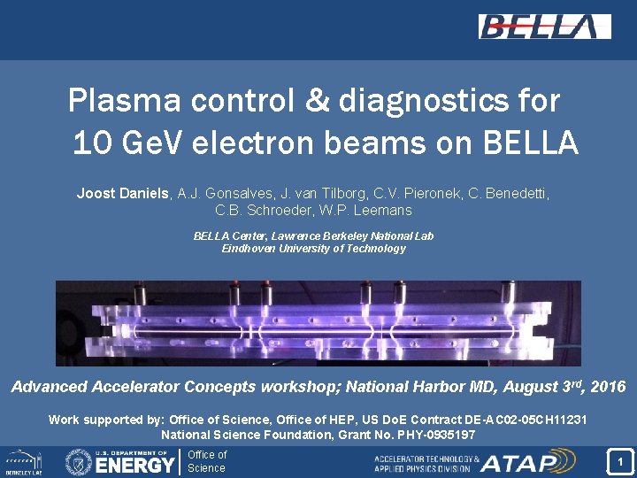 Plasma control diagnostics for 10 Ge V electron