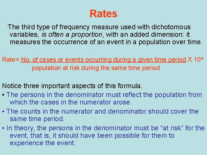 Epidemiological Measurements of health Measures of Morbidity Frequency