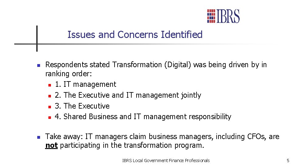 Local Government Finance Professionals Conference Alan Hansell IBRS