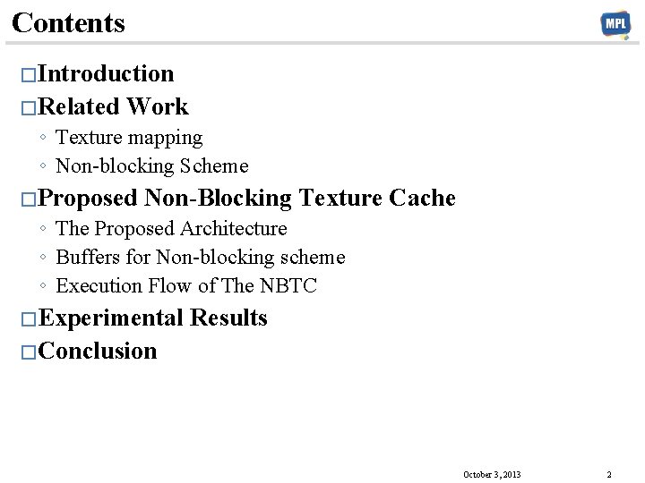 Effective NonBlocking Cache Architecture for HighPerformance Texture ...