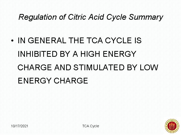 TCA Cycle DR ARNEL BANAGA SALGADO Psy D