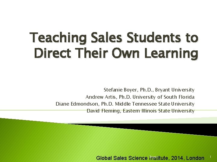 Teaching Sales Students to Direct Their Own Learning