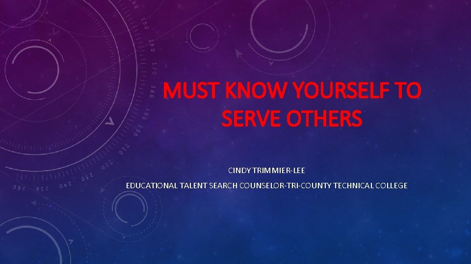 MUST KNOW YOURSELF TO SERVE OTHERS CINDY TRIMMIERLEE