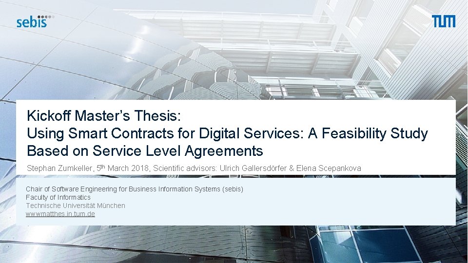 Kickoff Masters Thesis Using Smart Contracts for Digital