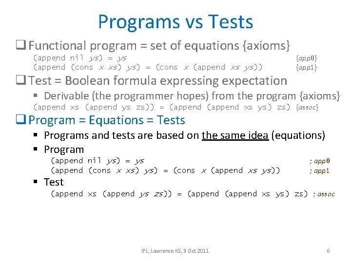 PropertyBased Testing a catalog of classroom examples Rex