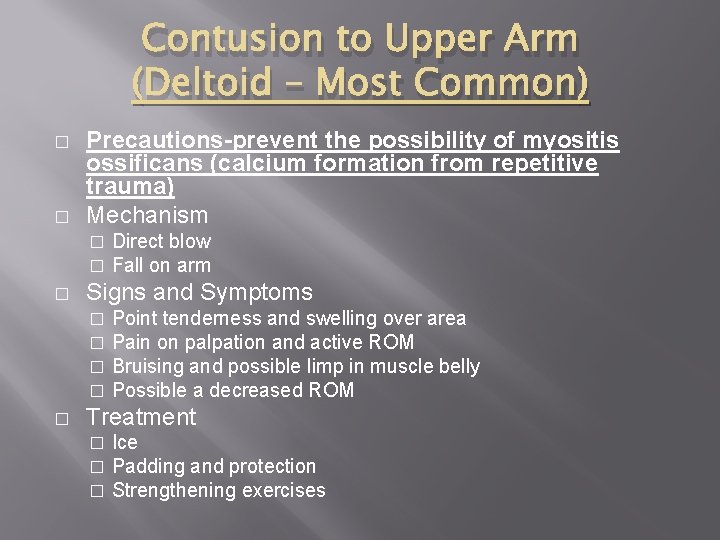 SHOULDER INJURIES Fractures Location Mechanism of Injury Fall