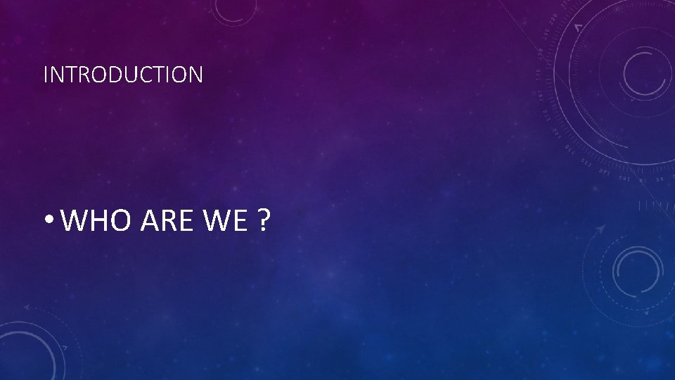 INTRODUCTION WHO ARE WE WHAT HAVE WE DONE