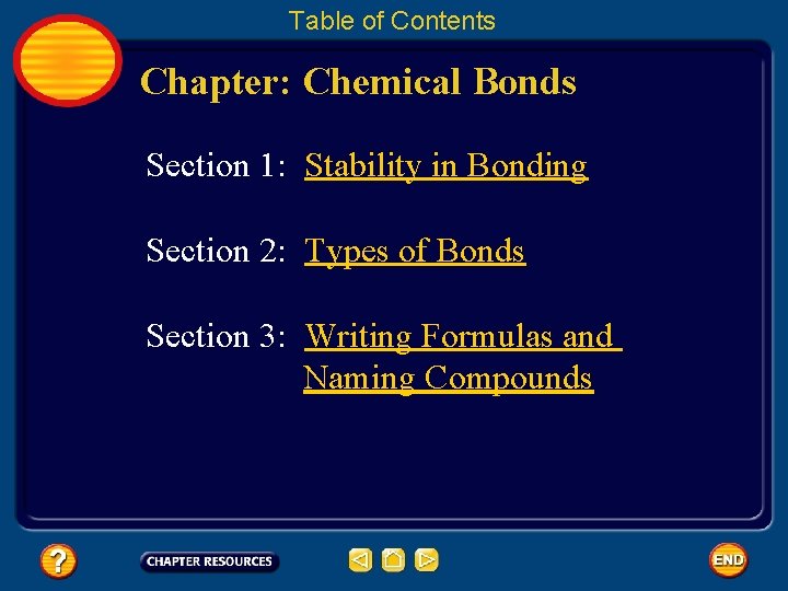 Table of Contents Chapter Chemical Bonds Section 1