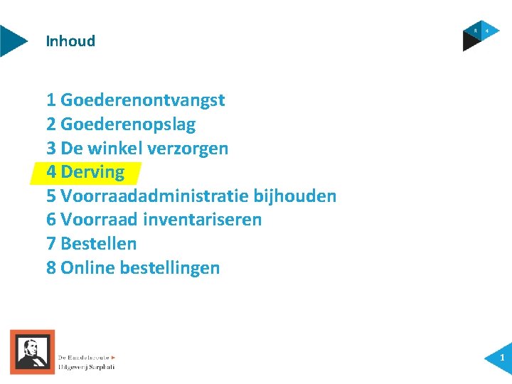 Goederenstroom Hoofdstuk 4 Derving Inhoud 1 Goederenontvangst 2