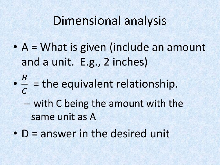 CHEMISTRY SEPT 10 2014 DIMENSIONAL ANALYSIS BASIC SCIENCE