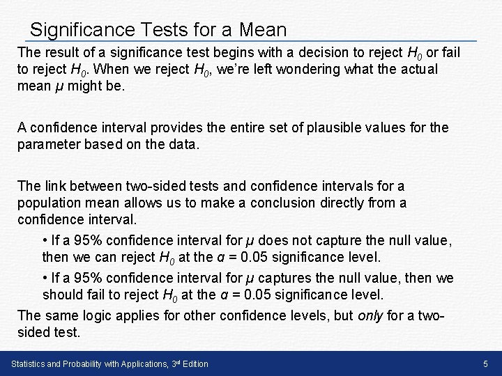 Testing a Claim Lesson 8 6 Significance Tests