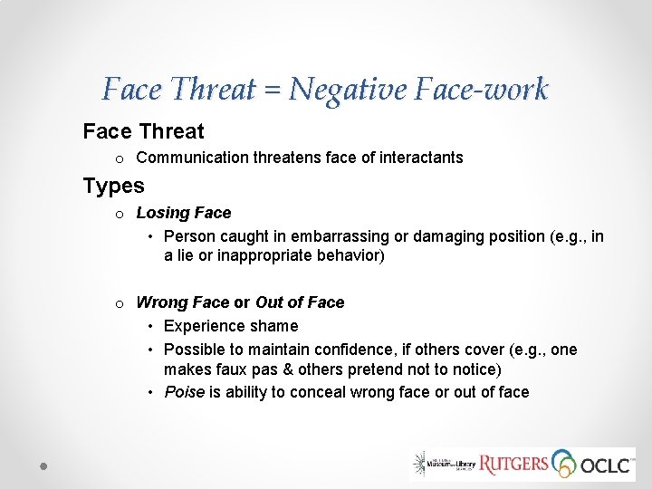 About Face Threat An Analysis of Negative Behaviors