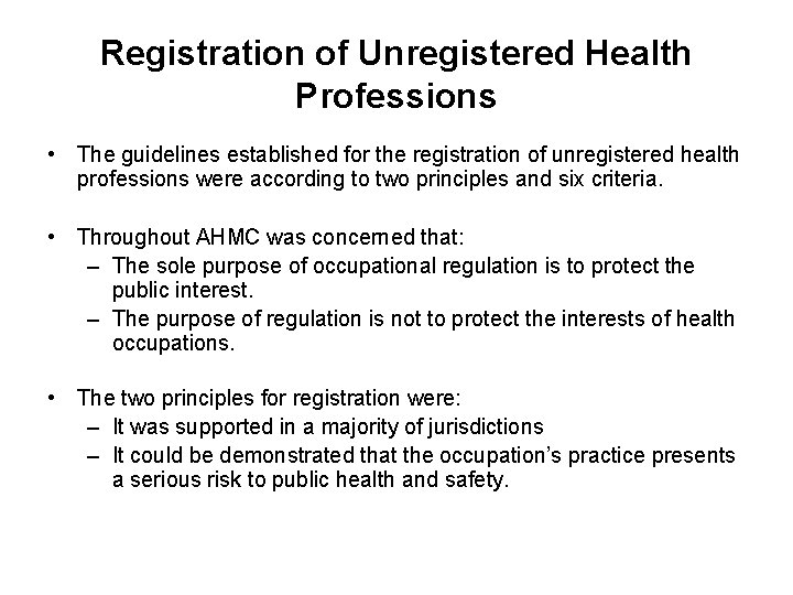 The Background to the current Campaign for Registration