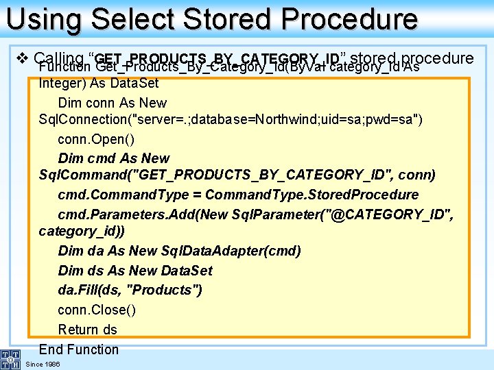 Module 3 Stored Procedures and Transactional Operation Since